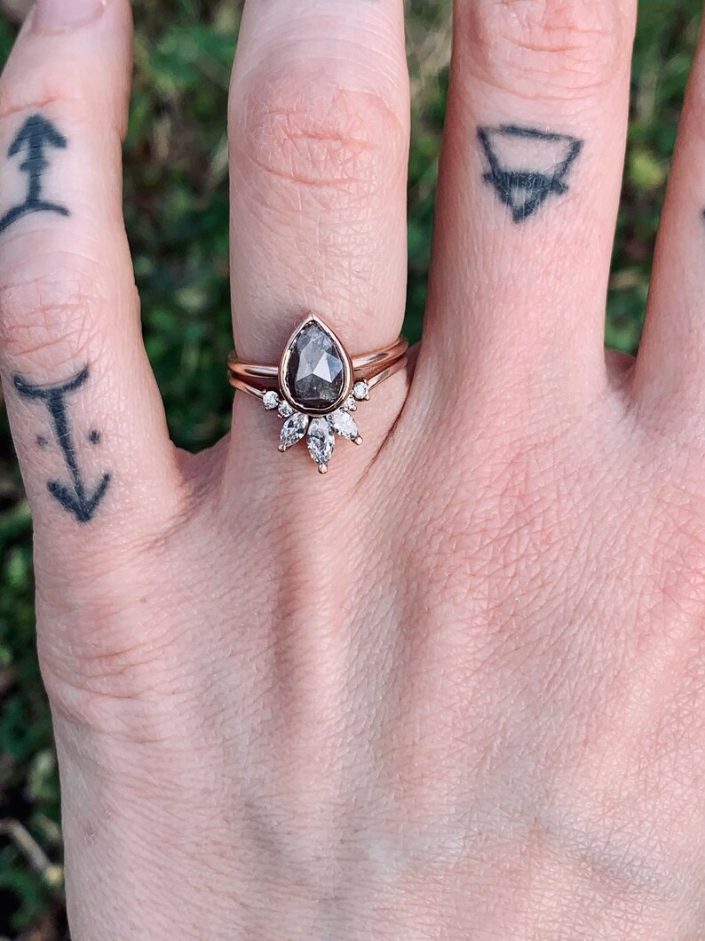 Pink Tear Drop Diamond Engagement Ring Rose Gold Engagement - Etsy