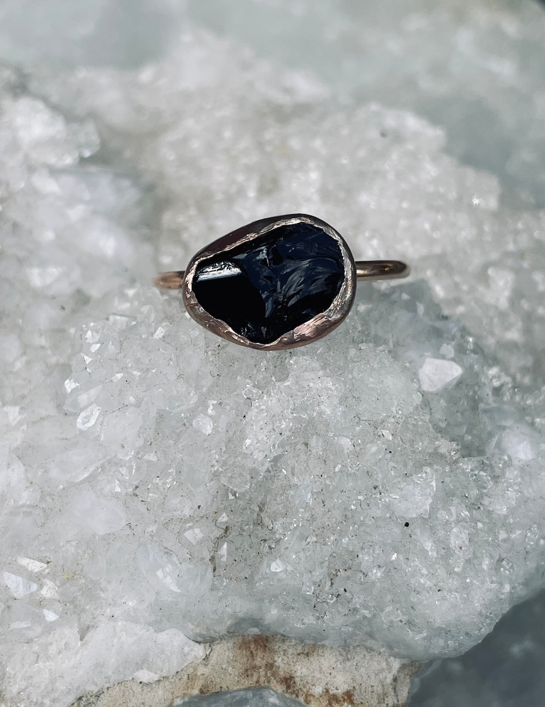 Black Obsidian Ring| Raw Stone Stacking Ring| Protection Stone| Raw ...