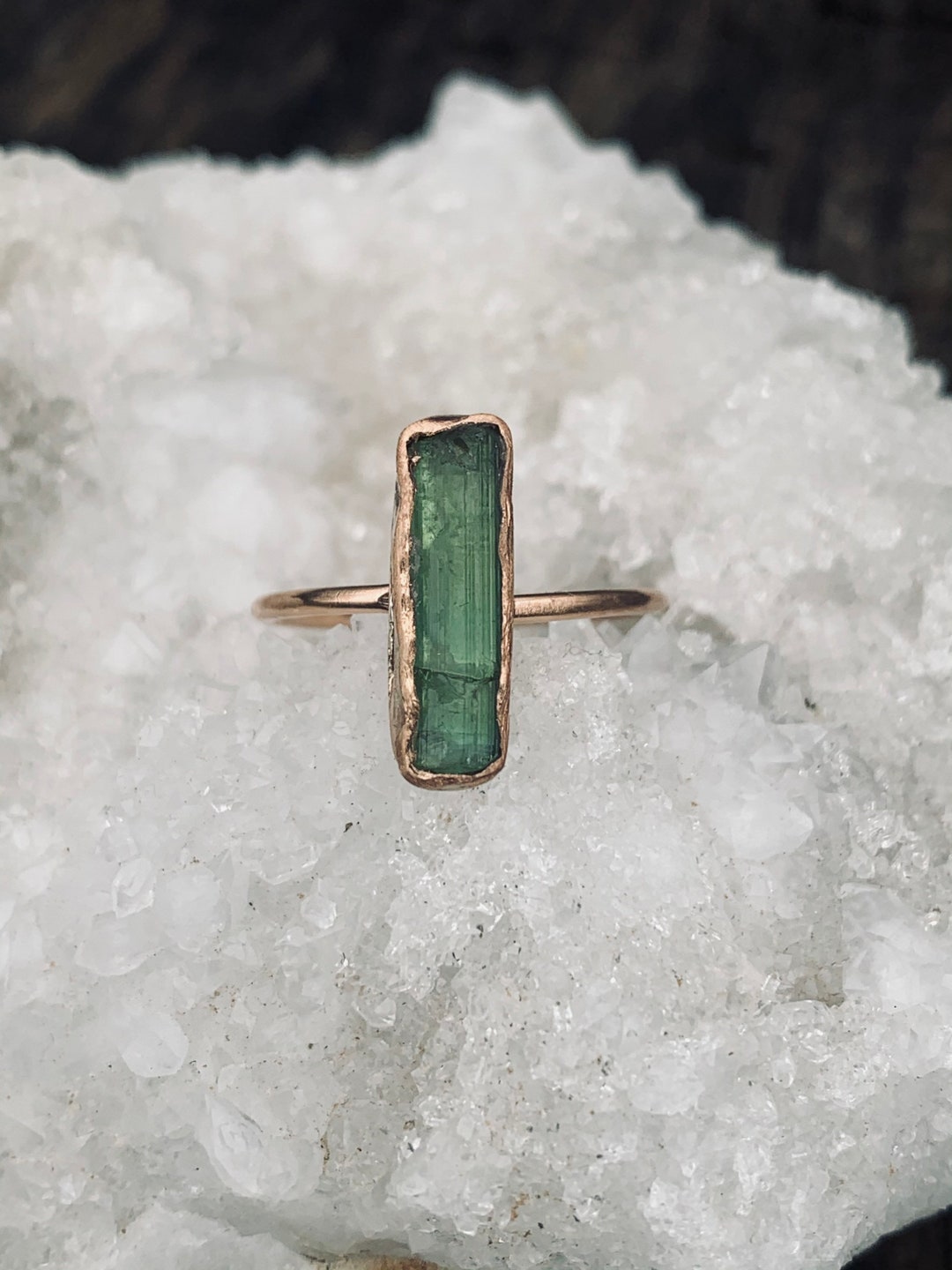 Green Tourmaline Ring| Raw Tourmaline Ring| Solid Gold Ring| Pink ...