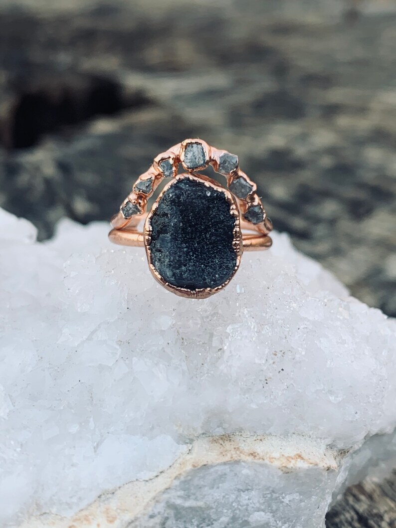 Geode Ring Alternative Engagement Ring Raw Diamond Band Raw - Etsy