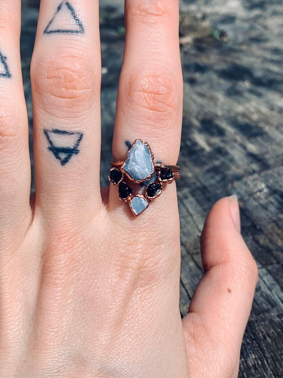 Blue Calcite Raw Stone Ring| Raw Stone Engagement Ring| Boho Ring ...