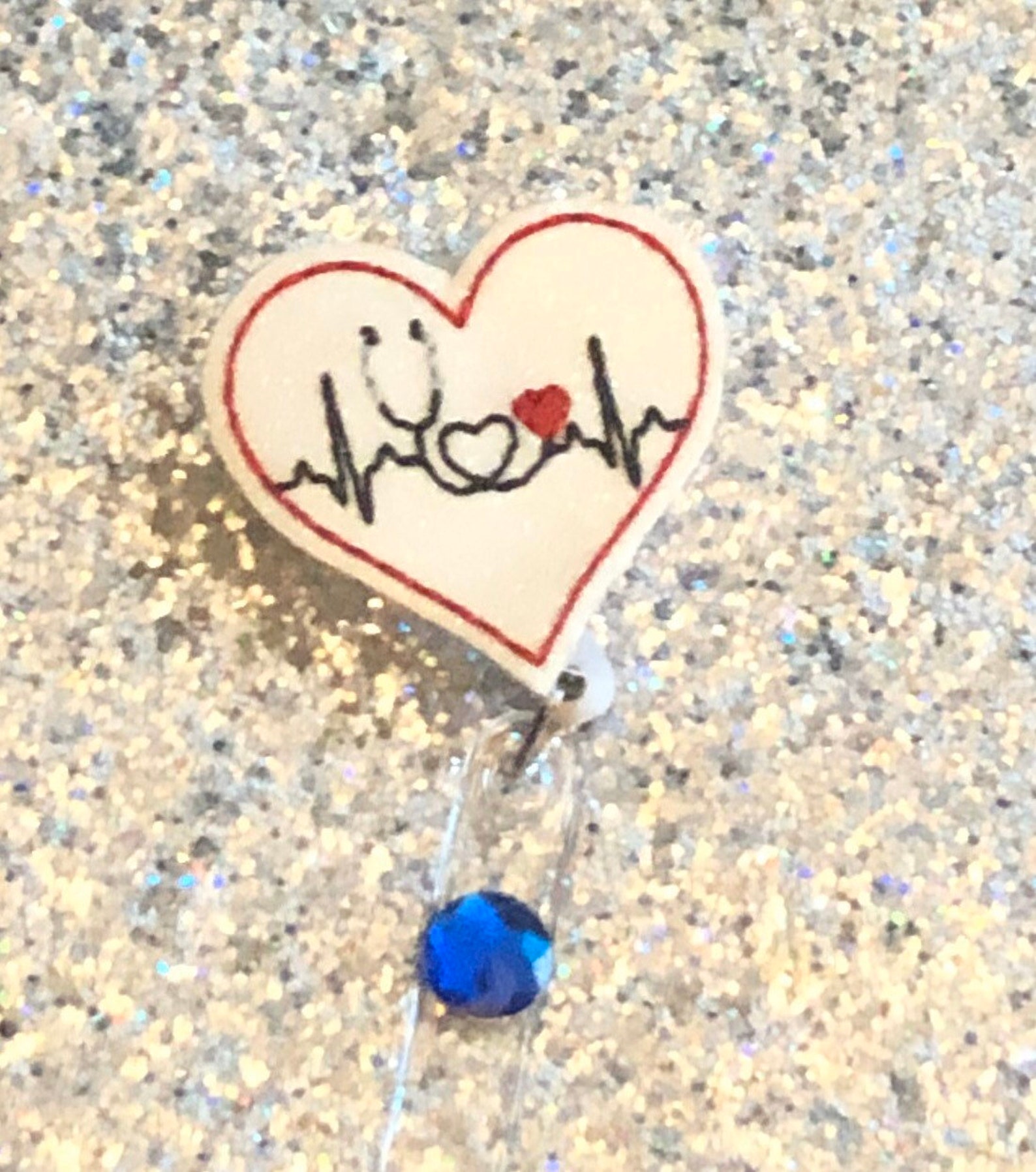 Heart EKG Badge Reel, Retractable Reel Id Badge Holder New Nurse Gift ...