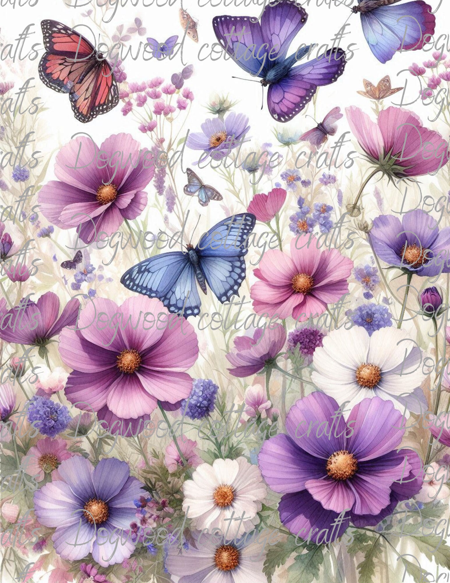Purple Floral Digital Paper | Scrapbook Paper | Digital Background ...