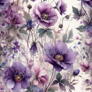 Purple Floral Digital Paper | Scrapbook Paper | Digital Background ...