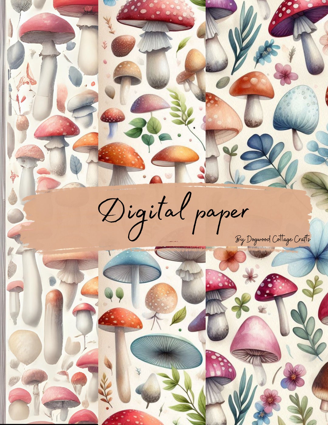 Mushroom Digital Paper | Scrapbook Paper | Digital Background | Digital ...