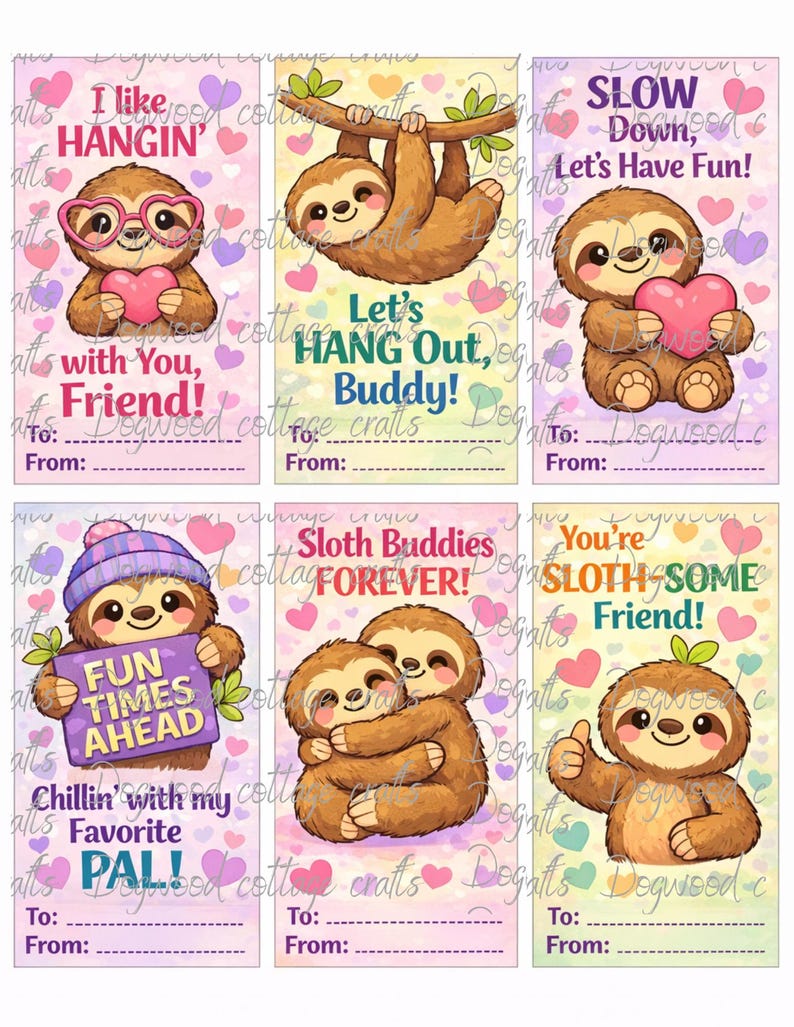 Sloth Valentines | Digital Download - Etsy