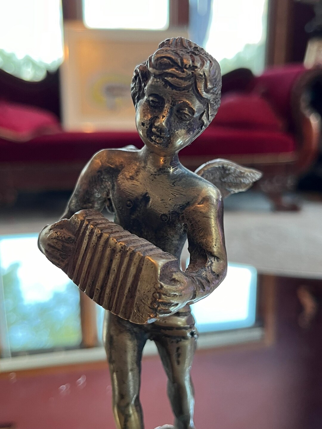 Statue Herald Angel Cherubs Angel Cherub Musical Instrument Accordion ...