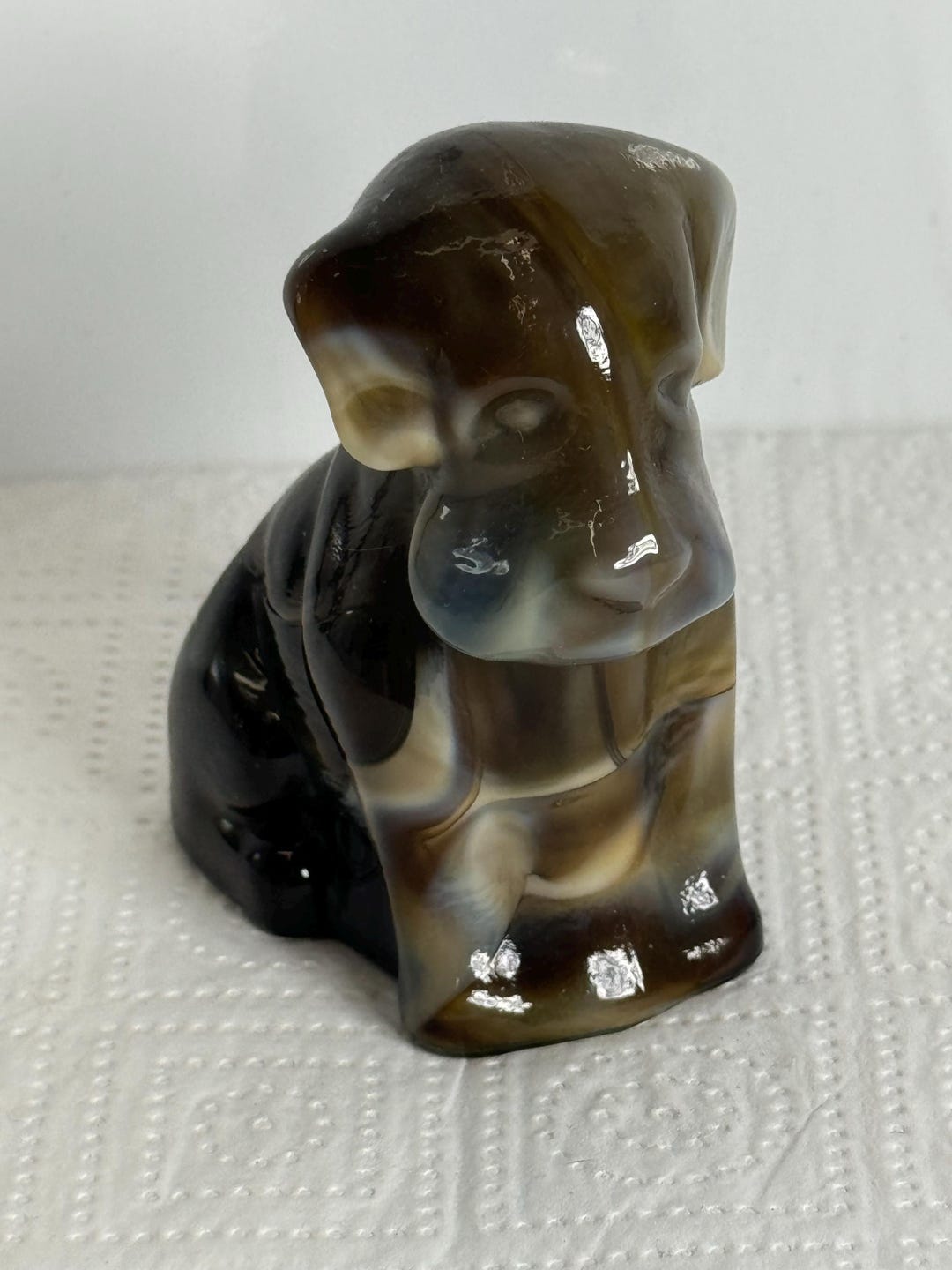 Dog Puppy, Glass Slag, Vintage, Glass Animal Figurine Standing Slag ...