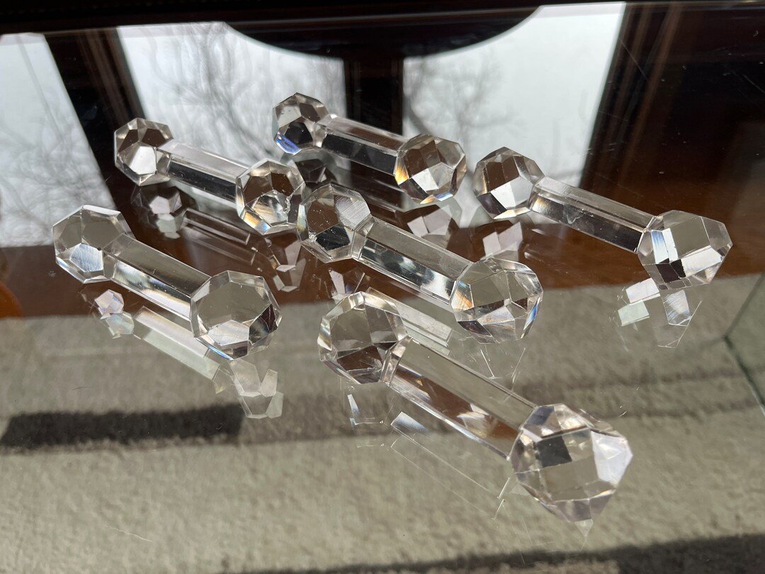 Barbell Crystal Knife Rest Vintage Set of 6 - Etsy