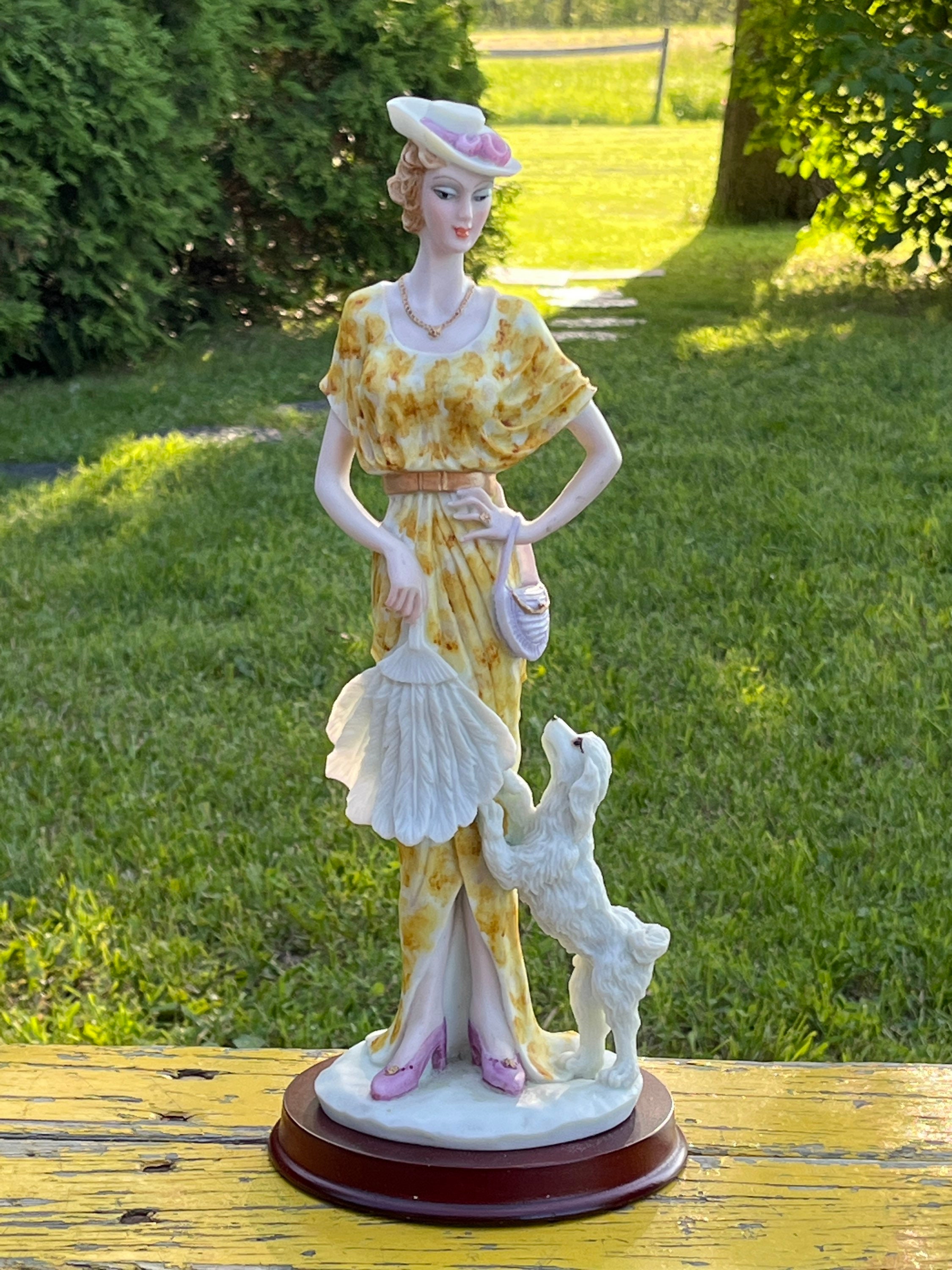 Figurine via Veneto Collection Vintage Woman and Her Dog - Etsy