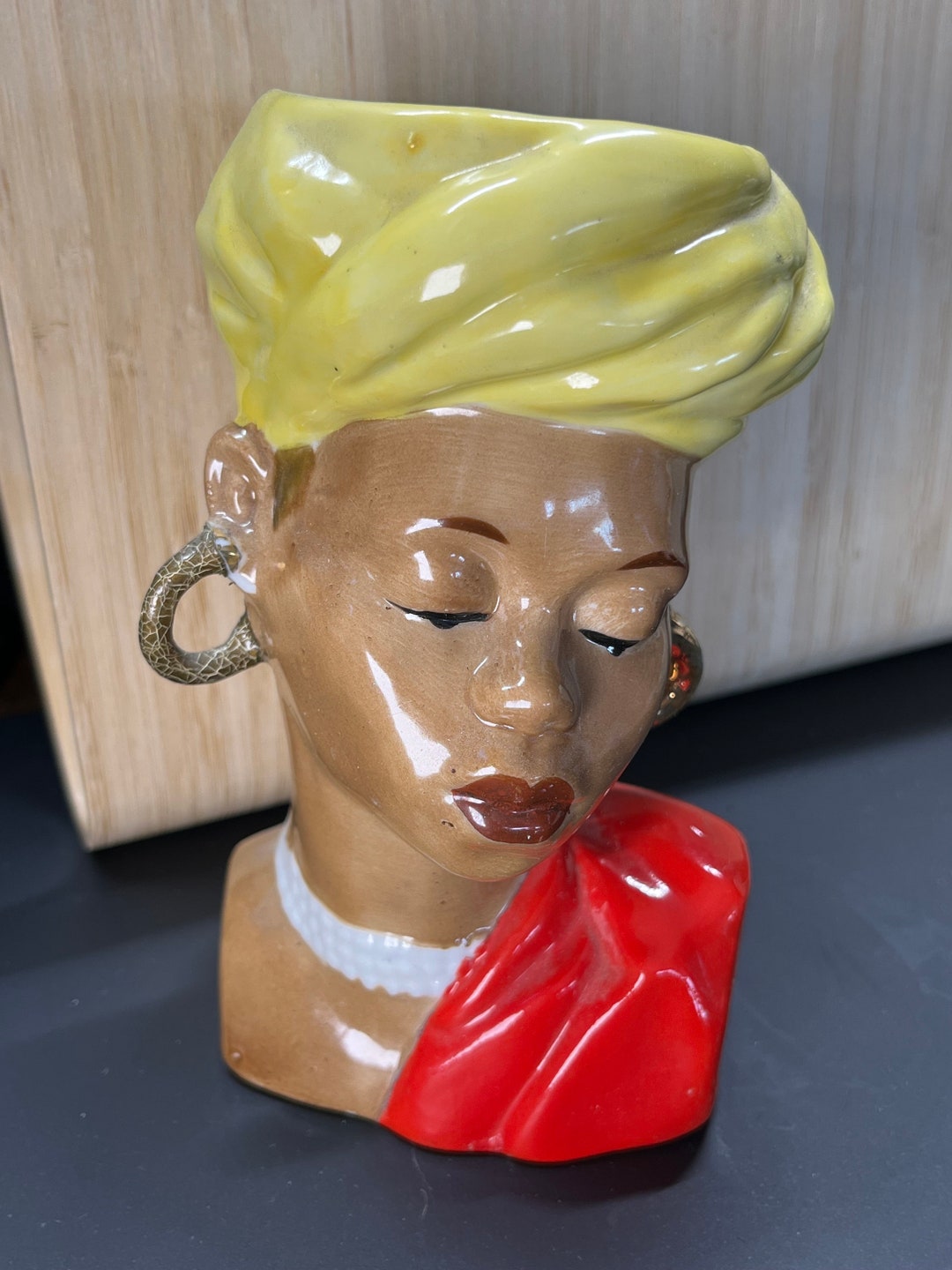 Head Vase MCM Vintage Black Woman Head Vase African Nubian Woman Lady ...