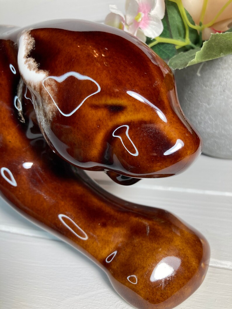 Panther Mid Century Ceramic Drip Glaze Statue Sleek | Etsy