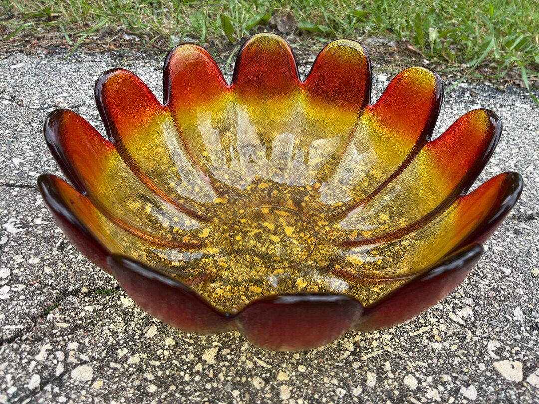 Fruit Bowl Wayne Husted Indiana Glass Orange Petal Bowl - Etsy