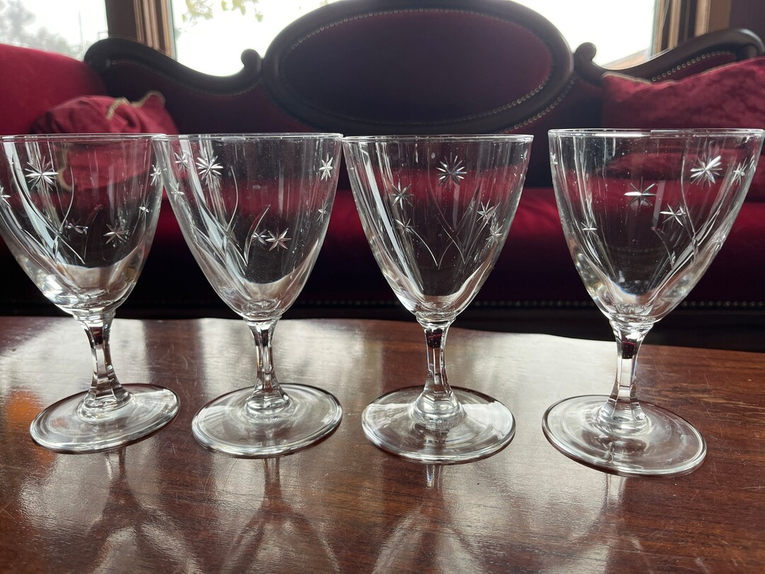 Easterling Venetian Star Pattern Crystal Water Goblet(s) Mid Century ...