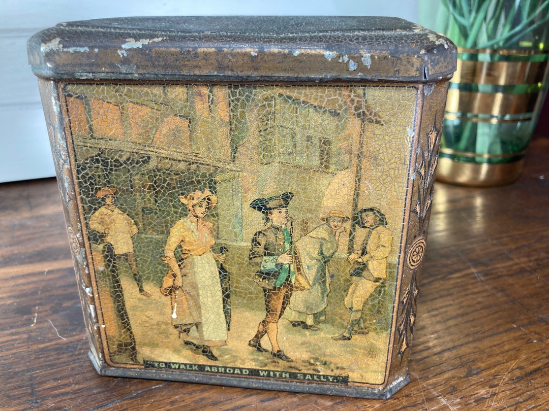 Antique Biscuit Tin: "sally in Our Alley" Lithograph, British Scene ...