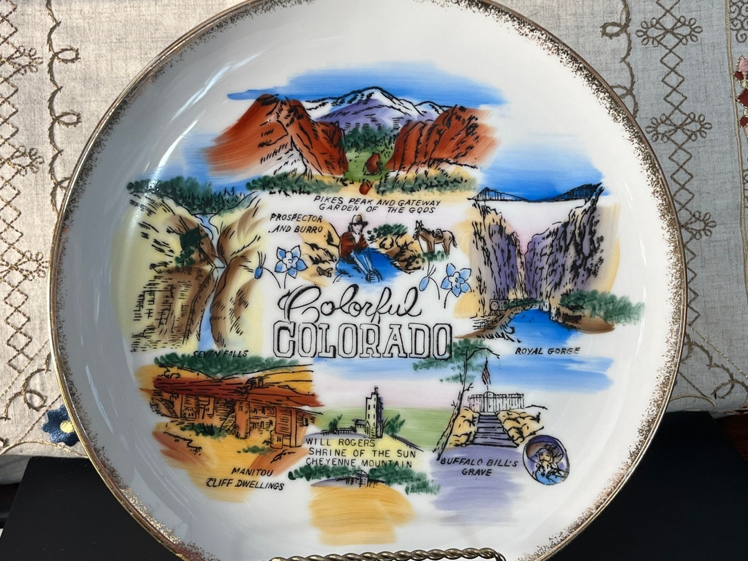 Colorful Colorado Plate, Souvenir Wall Plate, Historical Sites ...