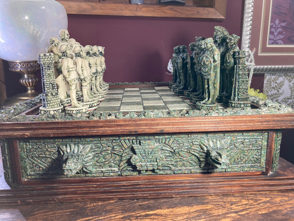 Chess Aztec Mayan Spanish Conquistadors Wood Resin Chess - Etsy