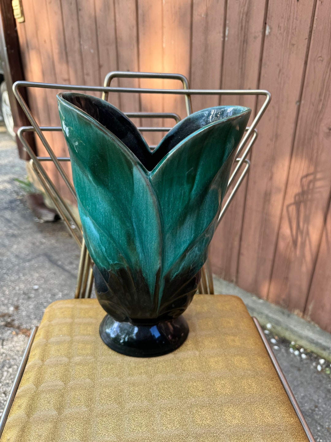 Blue Mountain Pottery BMP Planter Vase Double Leaf Vintage Ceramic ...