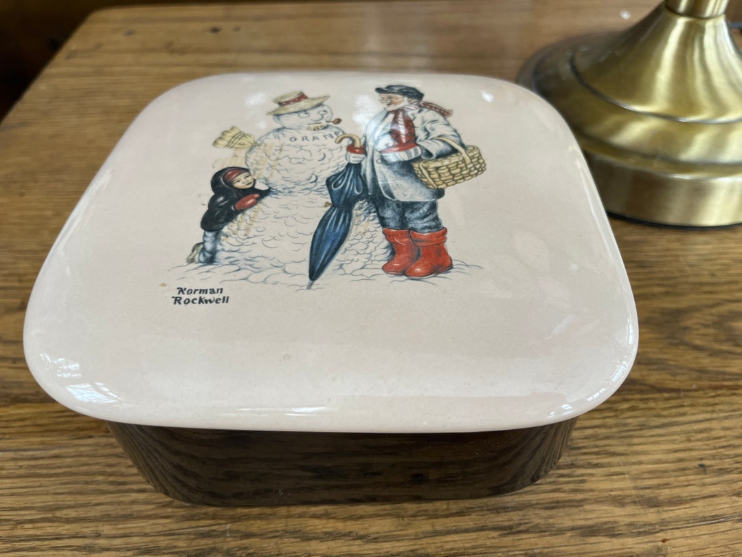 Norman Rockwell Trinket Box Ceramic Glaze Keepsake Jewelry Vintage ...
