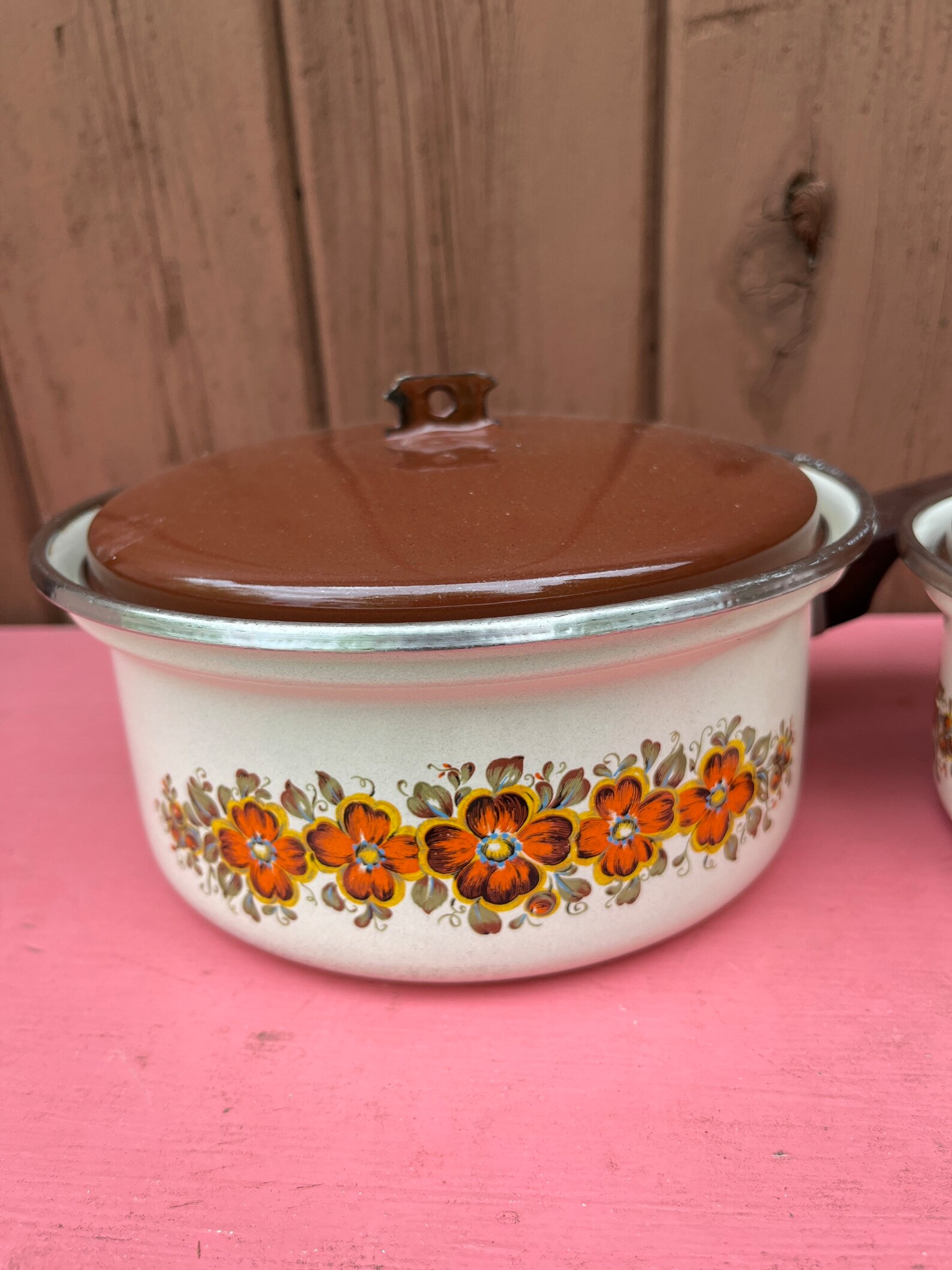 Cooking Pots Set of 2 Pots With Lids 1970s Enamelware - Etsy