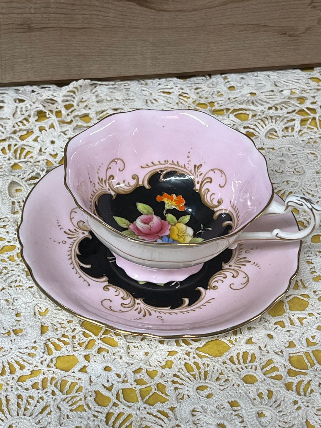 Paragon Teacup and Saucer: Pretty in Pink Floral, Antique Wide Mouth - Etsy