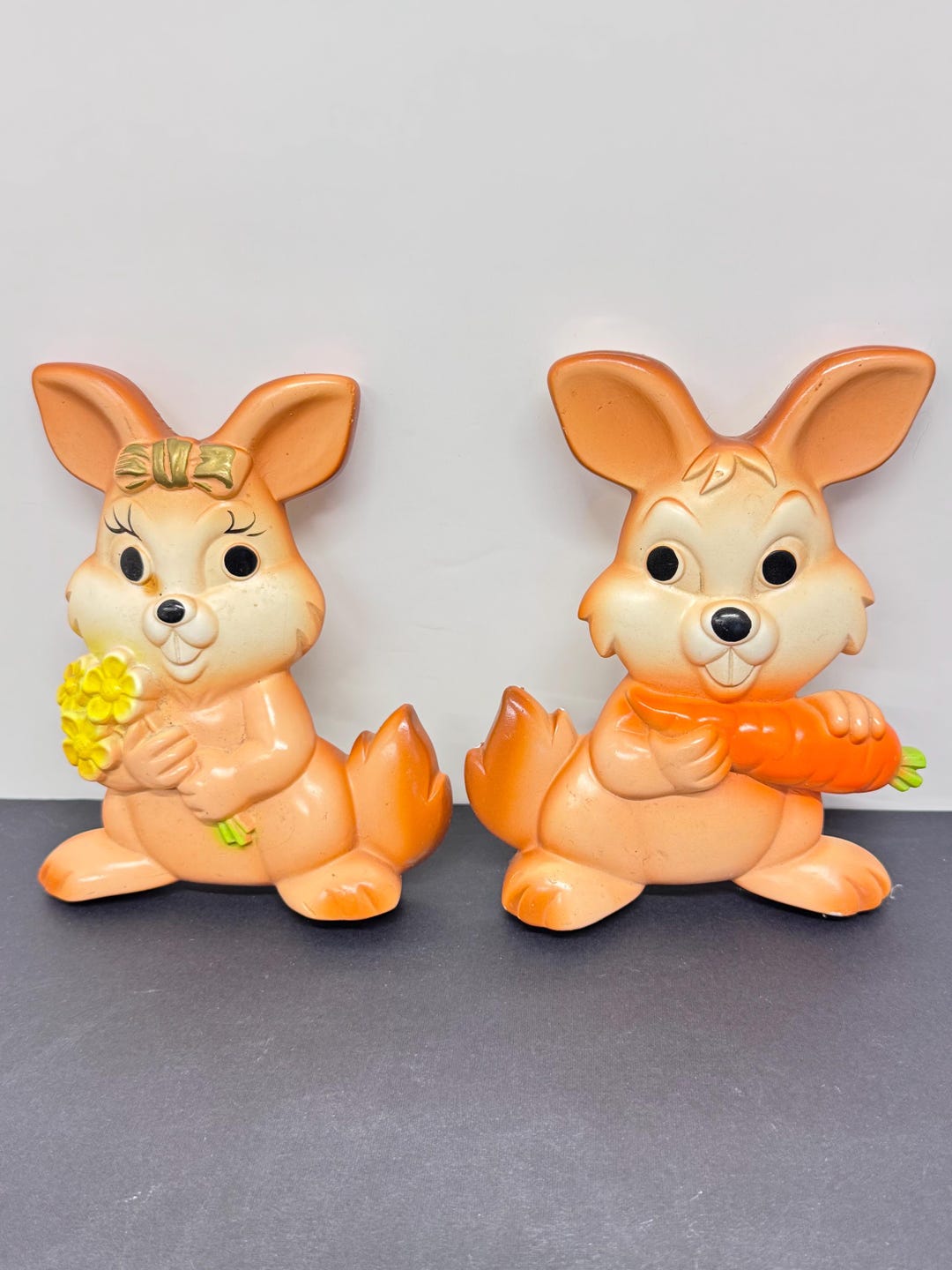 Rabbit Bunnies Anamorphic Chakware Set of 2 Wall Hanging Miller Studio ...