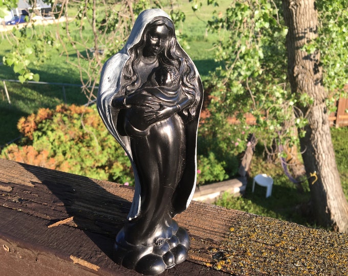 Frank Schirman Madonna 1967 Hawaii Black Coral Mother Child Sculpture ...