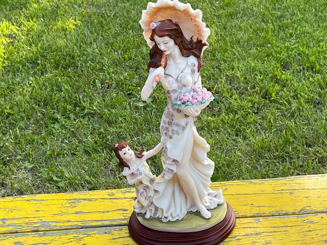 Figurine via Veneto Collection Vintage Mother Daughter Child Parasol ...