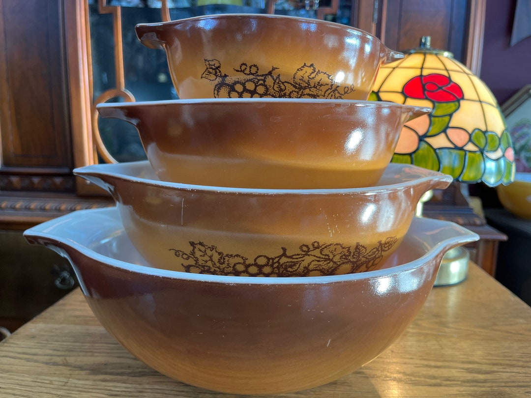 Pyrex, Old Orchard, Cinderella, Mixing Bowl, Fruit, 441, 442, 443, 444, Vintage Pyrex, Nesting ...