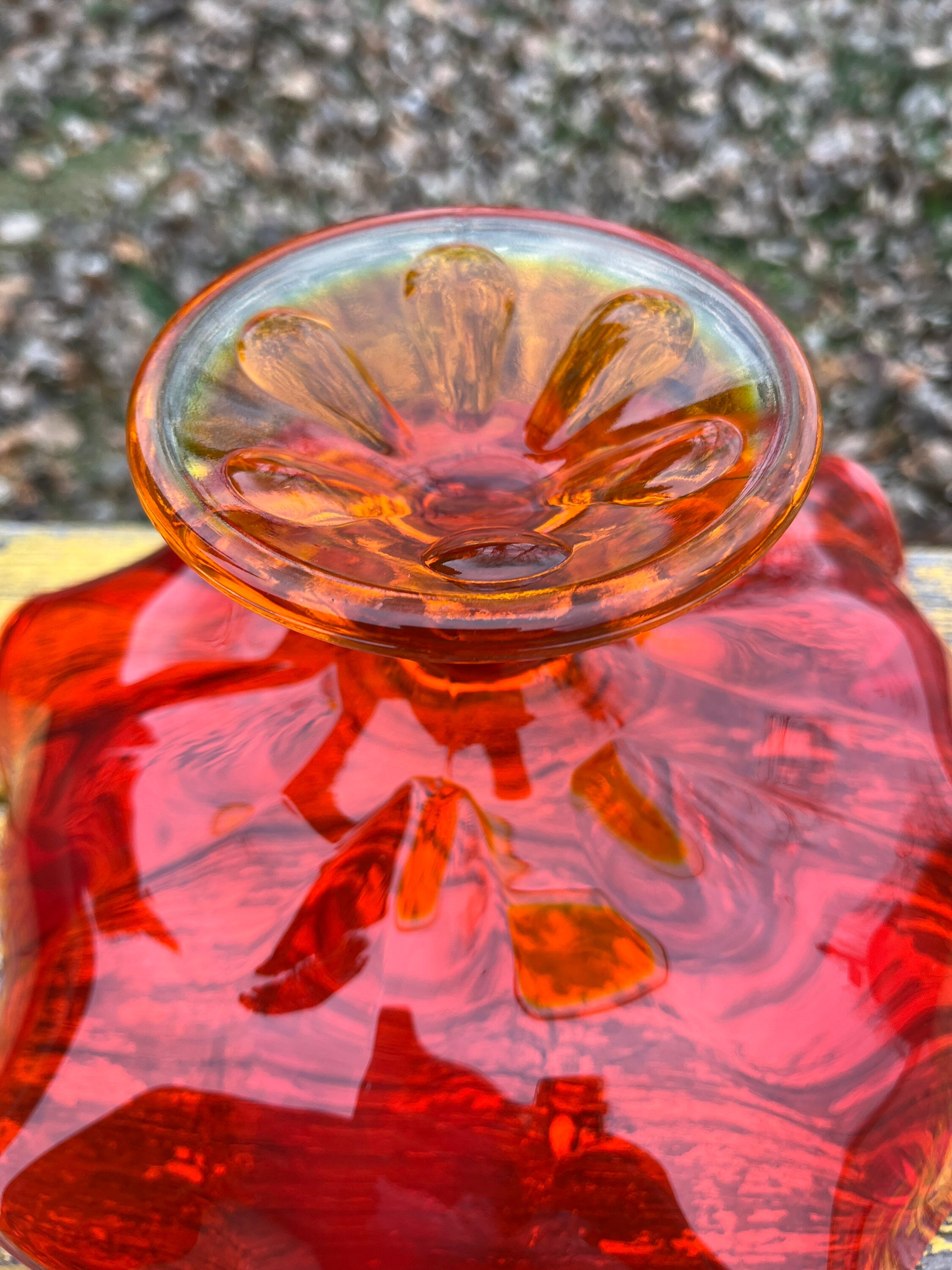 Viking Art Glass Persimmon Centerpiece Fruit Bowl Amberina - Etsy Canada