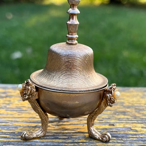 Brass Bell Jar Footed Saccharin Holder Ornate Bell Vintage Powder Dish ...