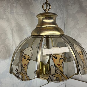 Lighting: Circa 1990s Vintage Pendant Light Tiffany Style Lady ...