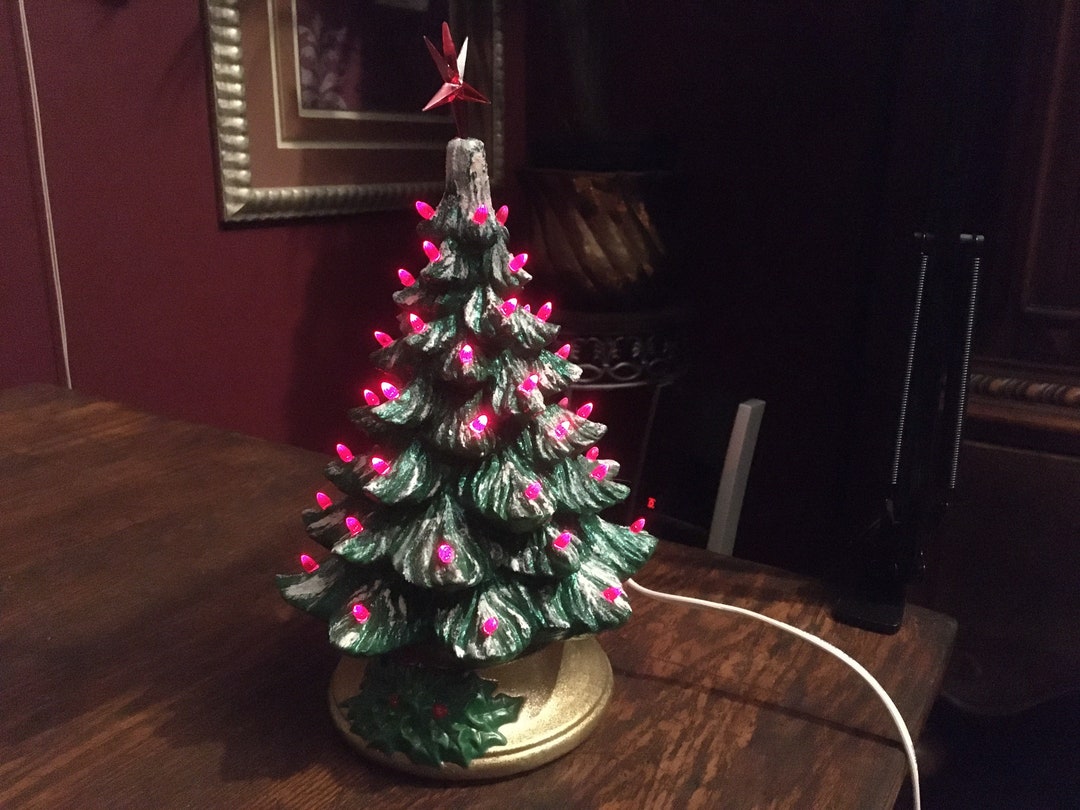Lighted Christmas Tree, Ceramic, Table Top, Vintage, Xmas, Small Tree ...
