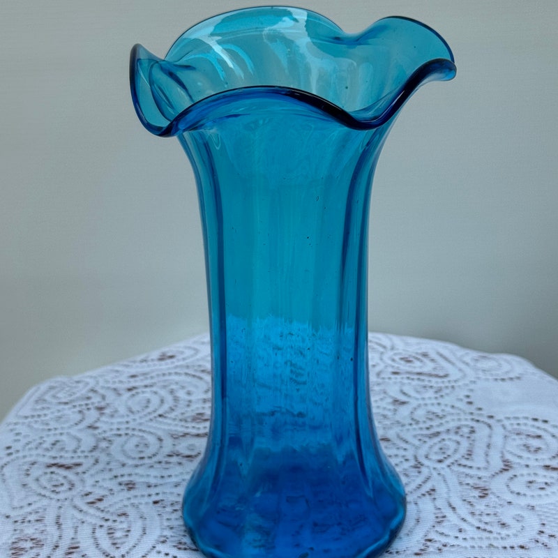 Ruffled Glass Vase - Etsy
