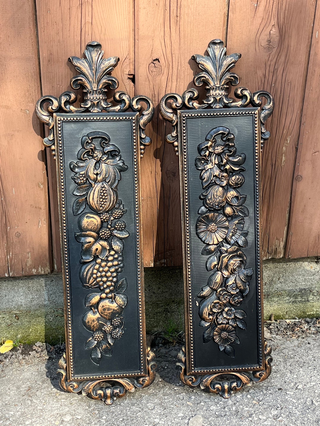 Vintage Coppercraft Guild Wall Plaques: MCM Floral Fruit Resin Decor - Etsy