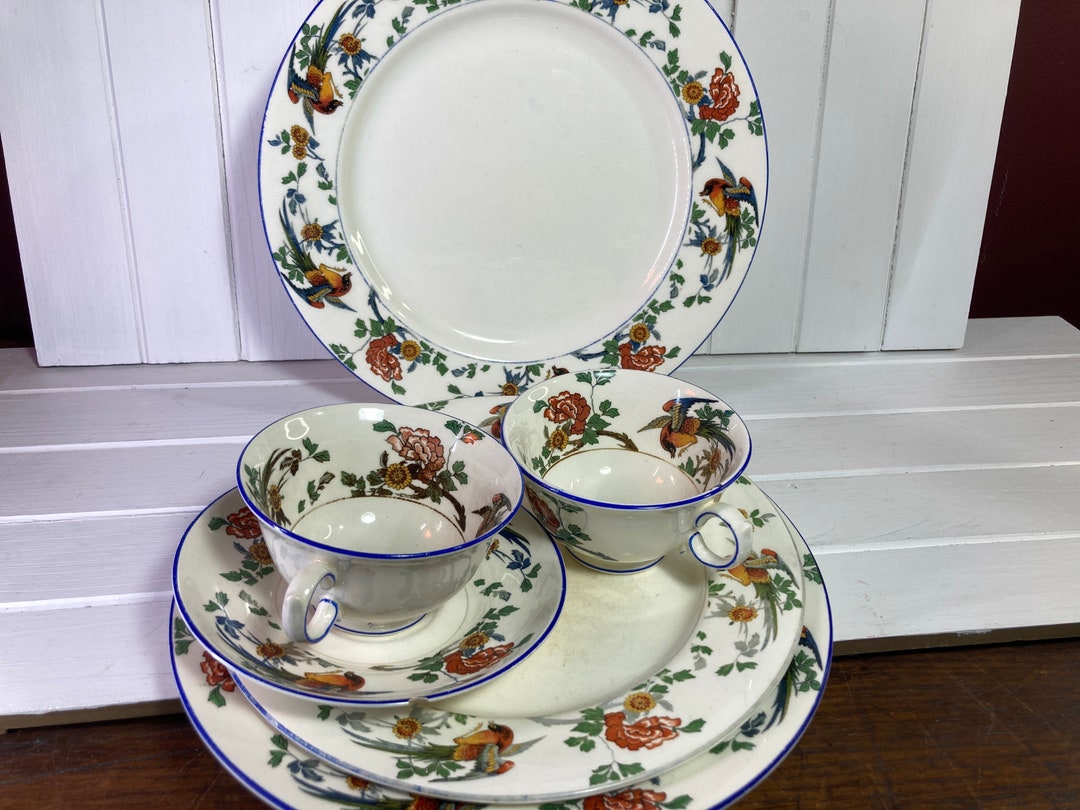 Antique George Jones China: Golden Pheasant Set, Early 1900s - Etsy