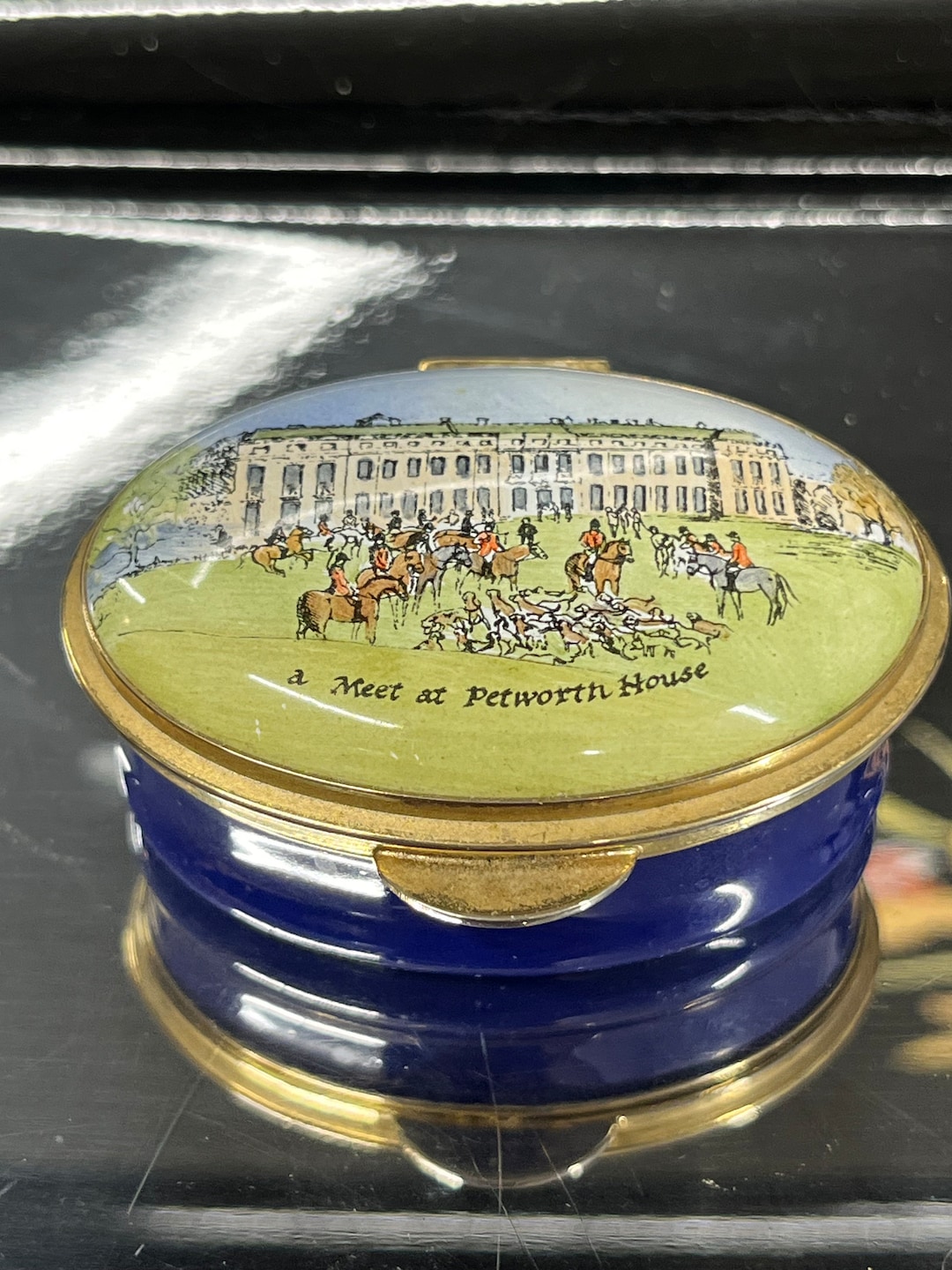 Staffordshire Enamels Pill Trinket Box "a Meet at Petworth House" Box ...