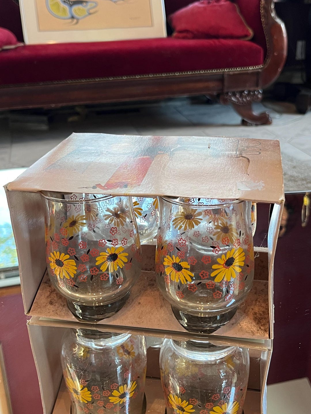 Vintage St Clair Sunflower Glasses: Set of 4, New Old Stock - Etsy
