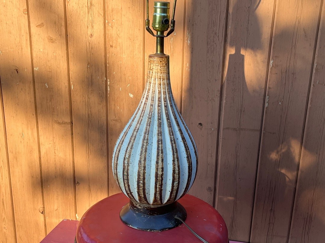 Table Lamp, Ceramic, Rustic, Primitive Mid Century Modern, Retro ...