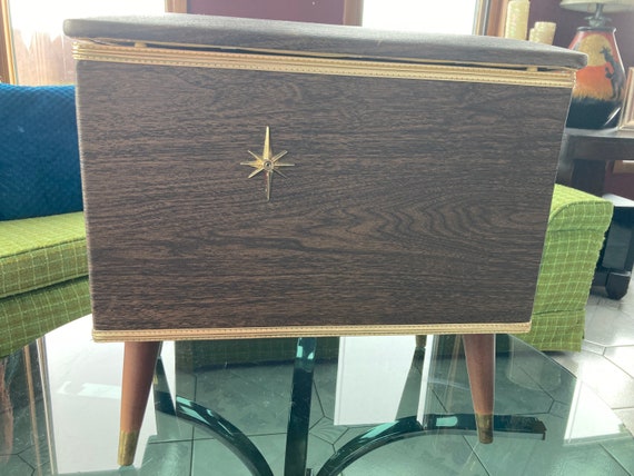 Burlington Hawkeye Mid Century Sewing Box Bench Stool Basket | Etsy