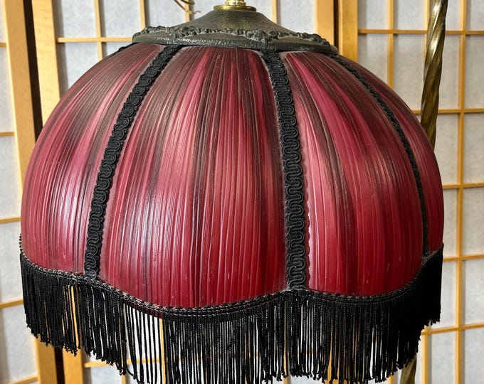 Lighting: Circa 1970s Vintage Pendant Light Red Black Tassel Parlour ...