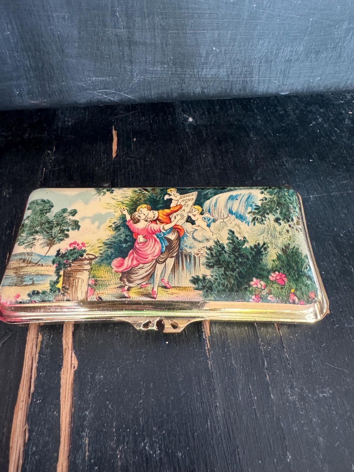 Keepsake Box Jewelry Pill Box Stratton England Courtyard Lovers Cherub ...
