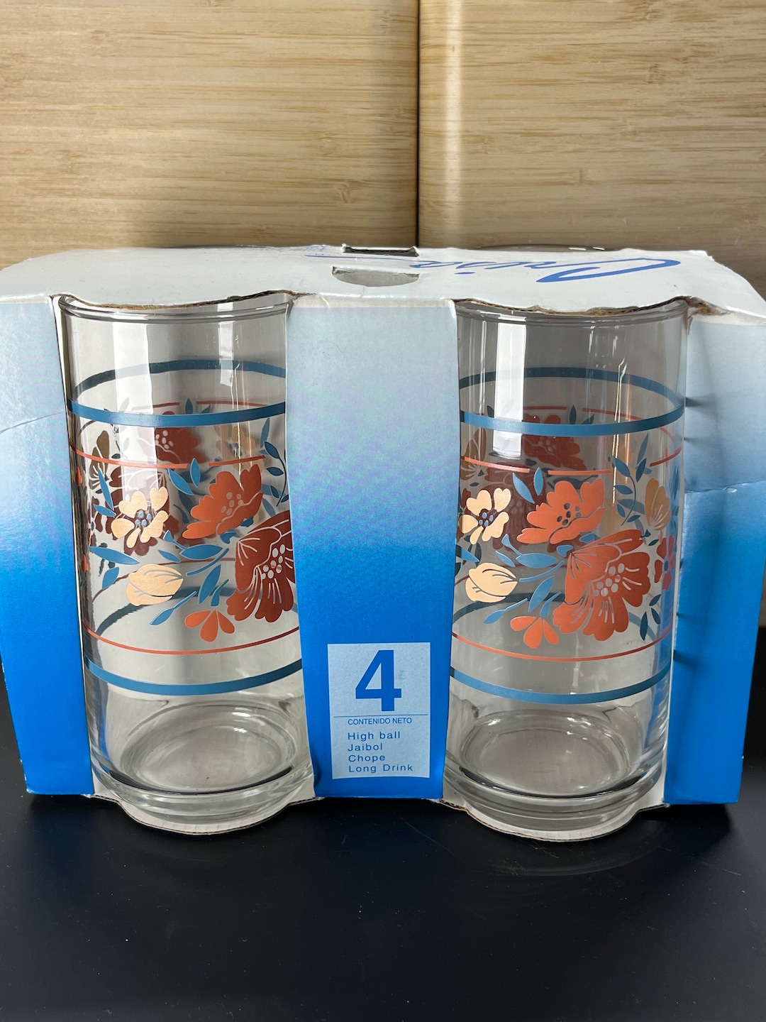 Crisa High Ball, Glassware, Set of 4 Flower New Old, Vintage, Tumbler ...