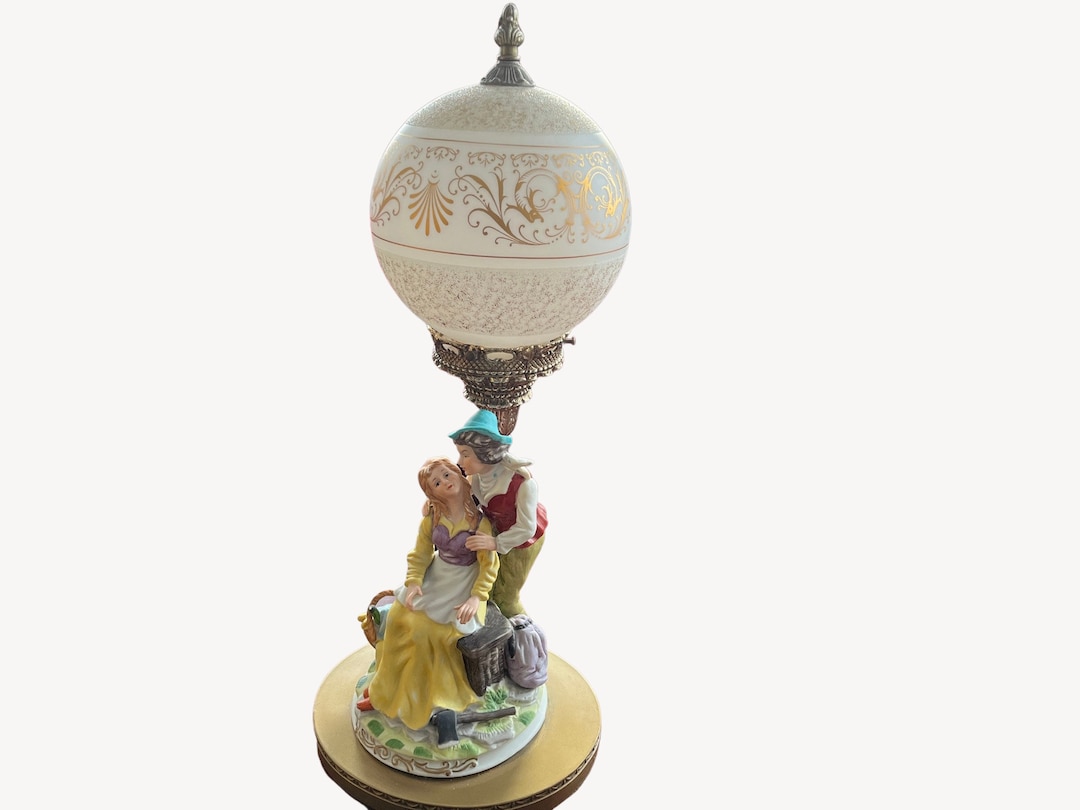 Lamp, Table Lamp, Italy, Porcelain, Couple , Parlour, Figurines ...