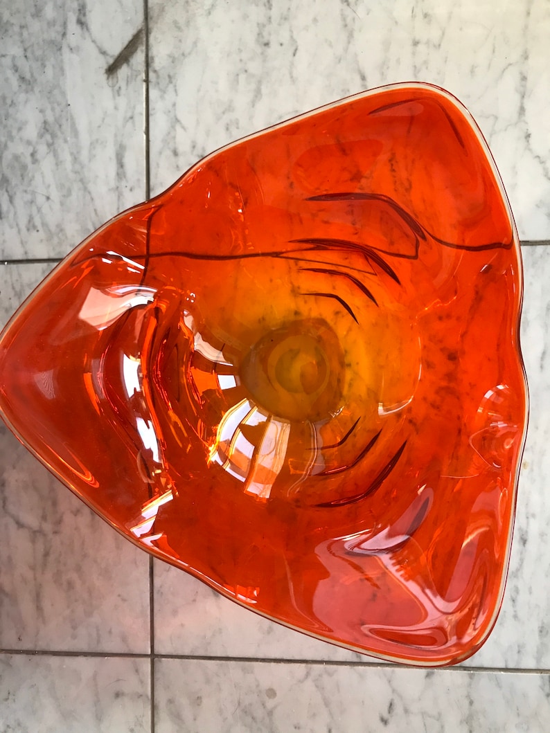 Viking Tundra Glass Persimmon Centerpiece Large Fruit Bowl - Etsy