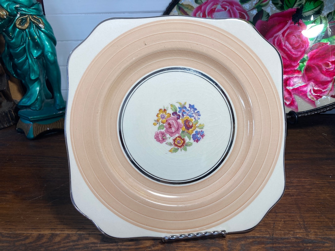 Plate Simpsons Potters Ambassador Ware Mid-century Peach Flower England ...