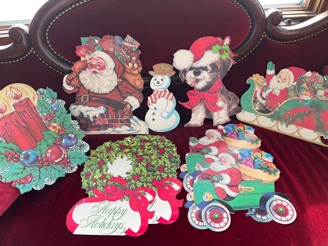 Christmas Cardboard Assorted Cutouts, Cut Out, Vintage, Xmas, Assorted ...