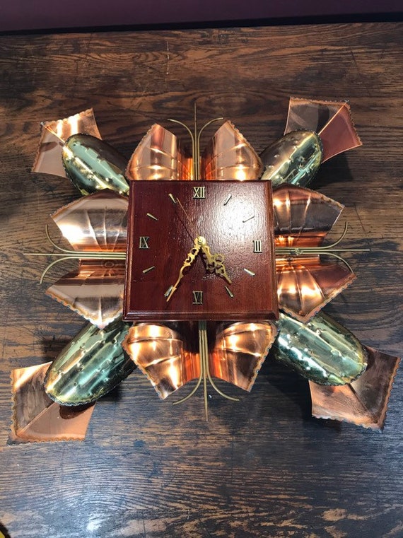 Home Décor Brutalist Abstract Mid Century Torch Art Vintage Wall Clock ...