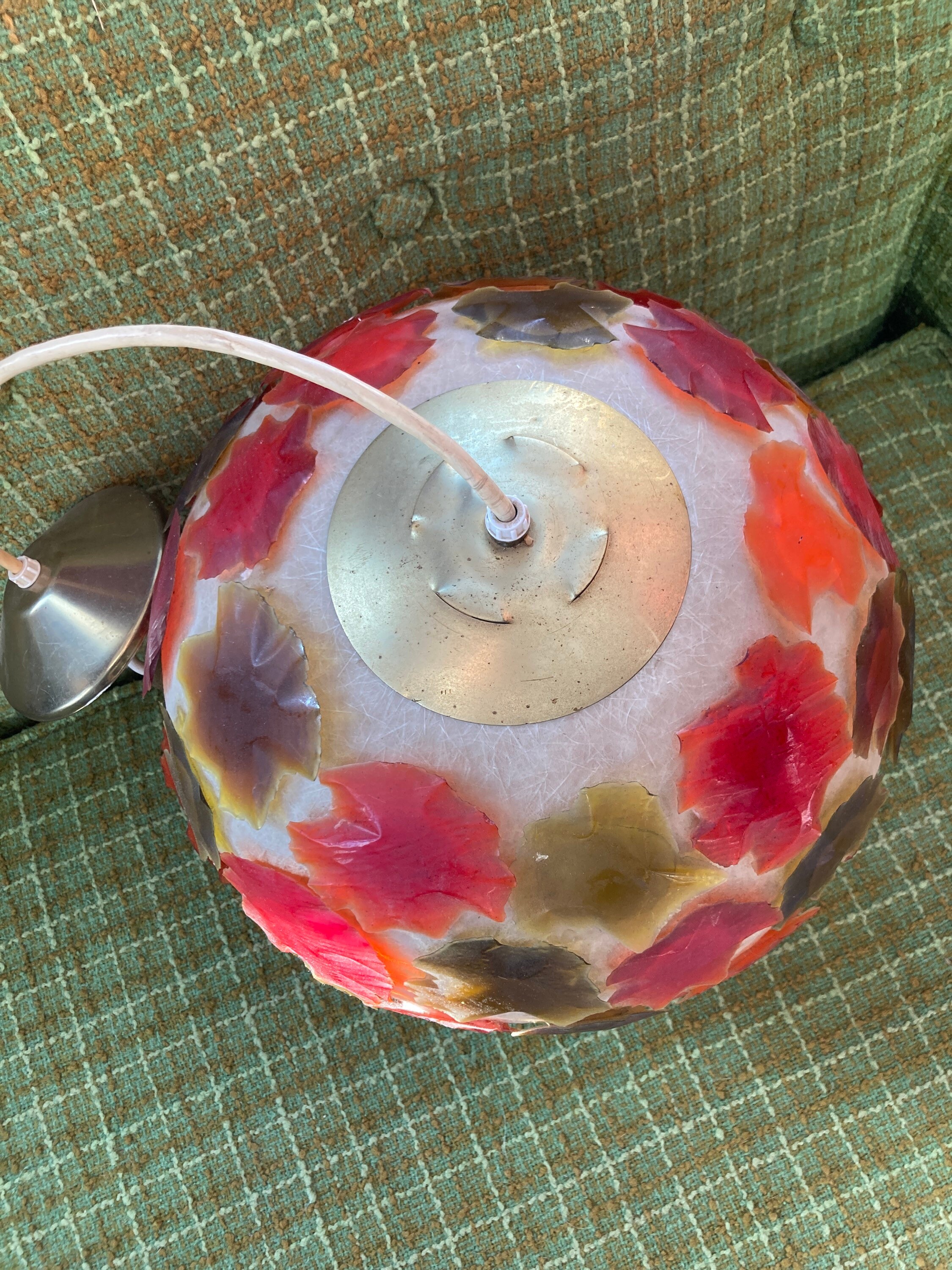 Light Fixture Lucite Swag Lamp Retro MCM Spun Glass Orb Globe | Etsy