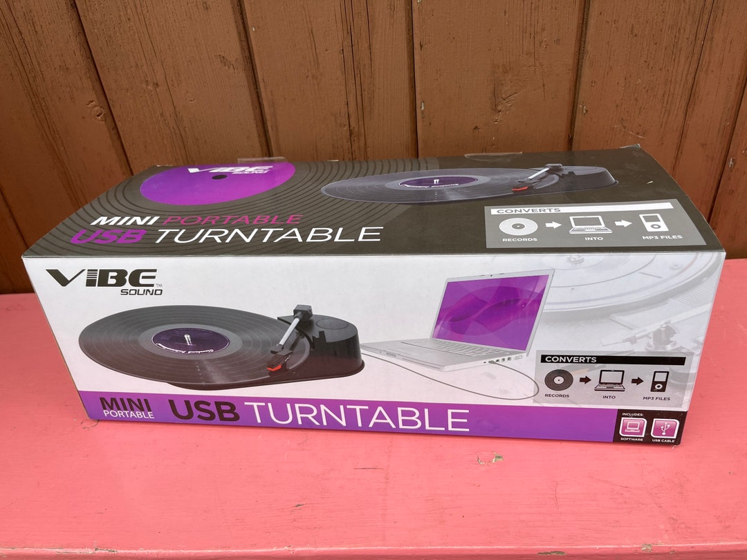 Mini Portable USB Turn Table Record Player MP3 Vibe Sound Vintage Music ...